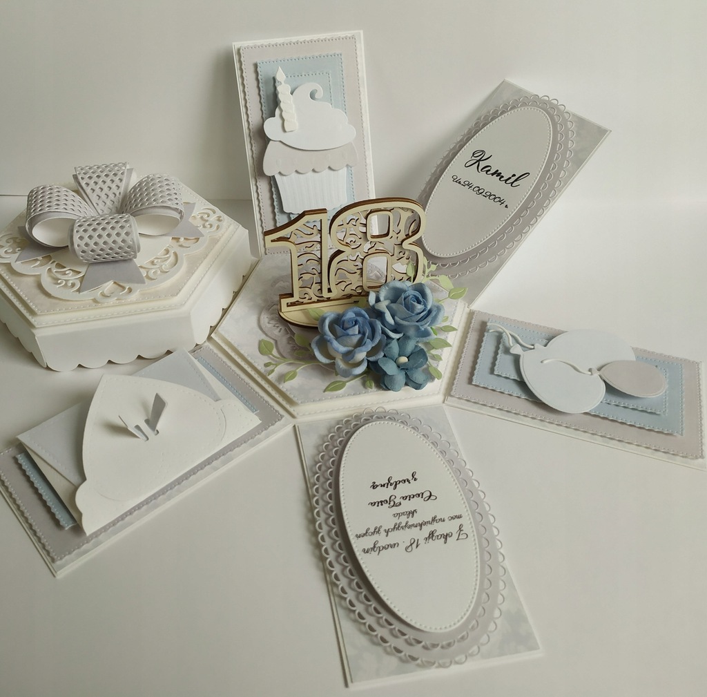 Exploding box kartka pudełko osinastka 18 urodziny - 12551117206 - oficjalne archiwum Allegro