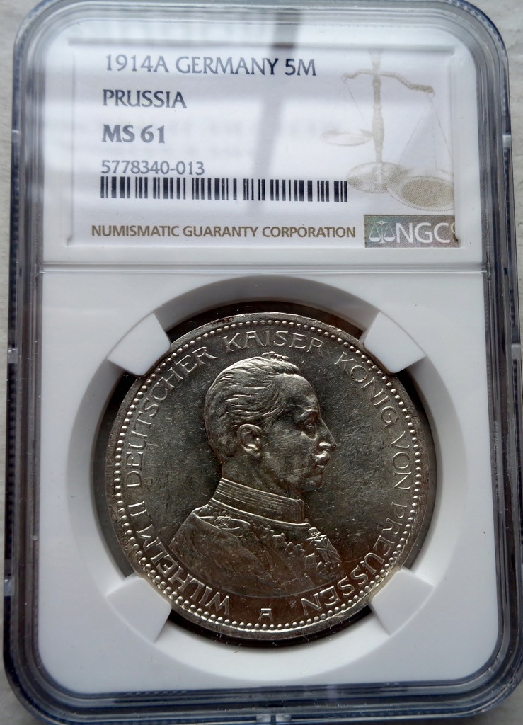 Niemcy - 5 marek - 1914 A - PRUSY - Wilhelm II - Grading NGC - MS61 - 15979585874 - oficjalne ...