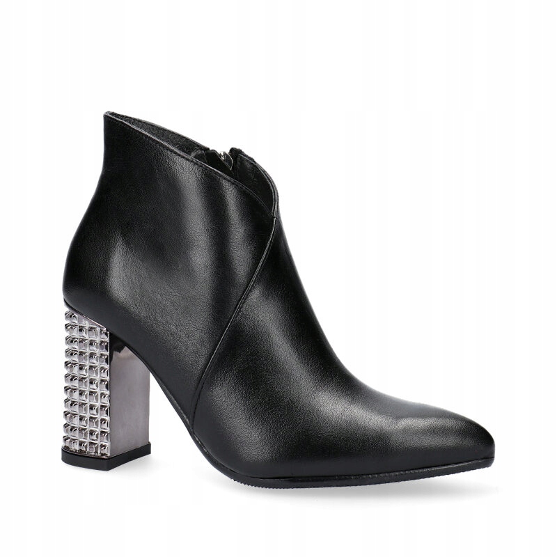 Arturo Vicci Czarne botki na srebrnym obcasie 35 - 12605593556 - oficjalne archiwum Allegro