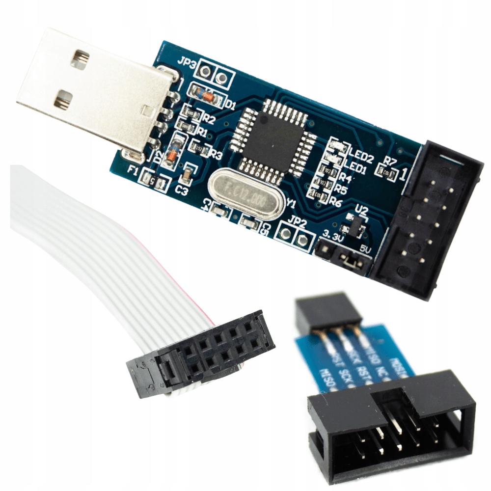 Programator ISP USBasp + kabel + adapter - 12741618948 - oficjalne archiwum Allegro
