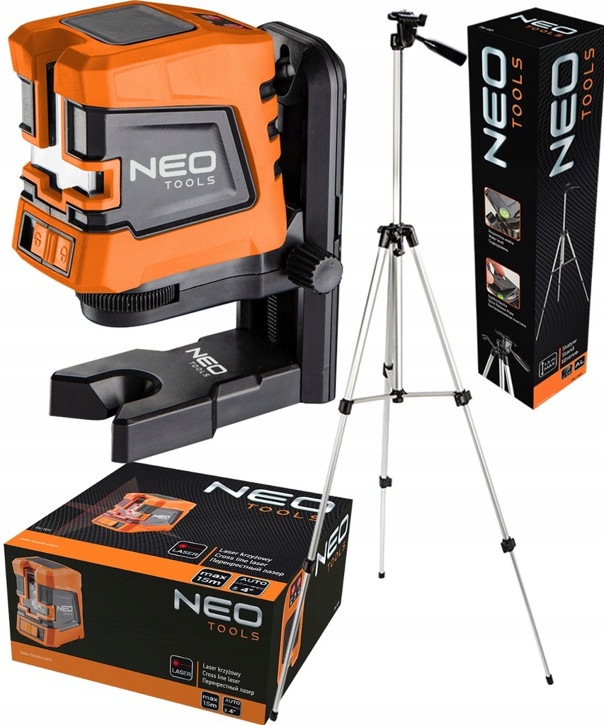 NEO LASER KRZYŻOWY 15m + STATYW NEO 150cm 75-101 - 7889126635 ...