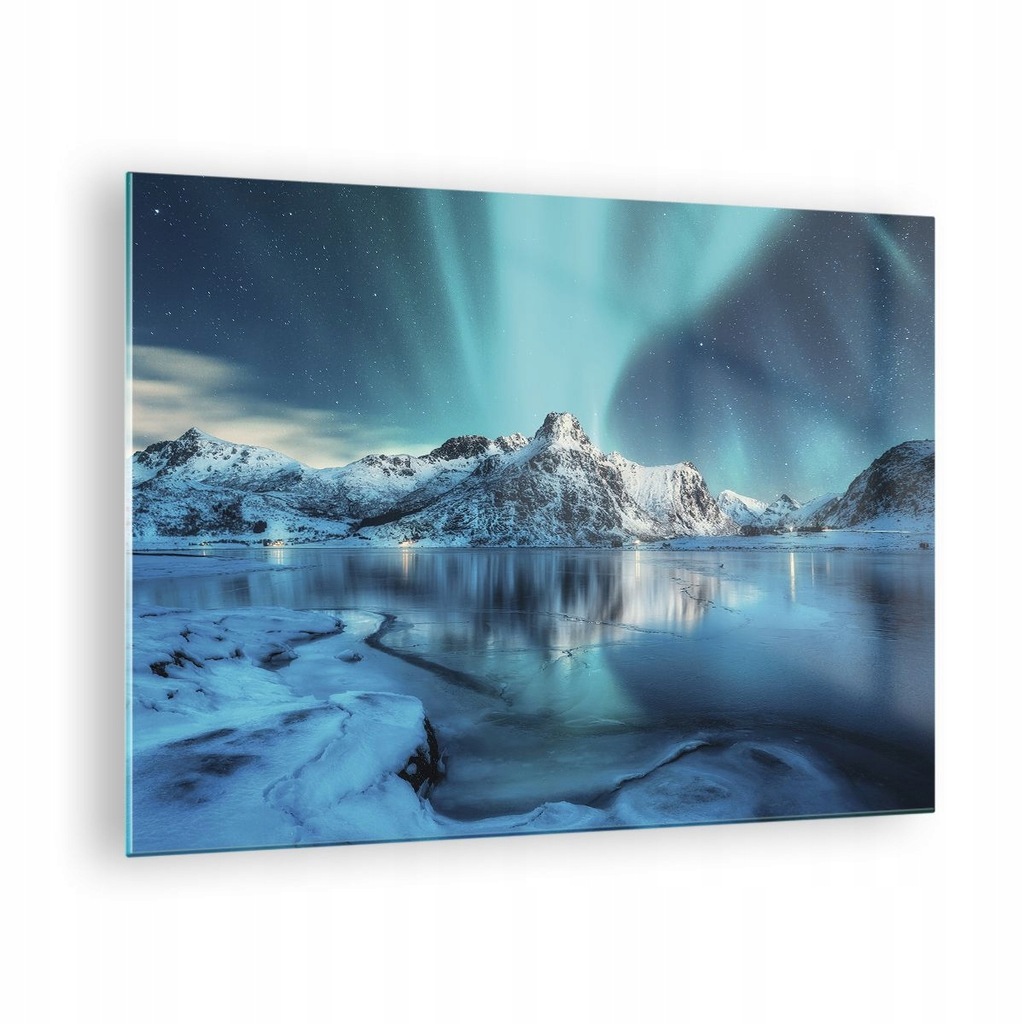 Obraz na szkle 70x50 zorza polarna góry - 12415151033 - oficjalne archiwum Allegro