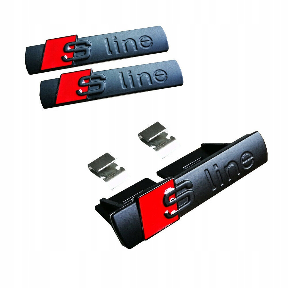 AUDI S-LINE LOGO EMBLEMAT ZESTAW W GRILL + BŁOTNIK - 12498752107 ...