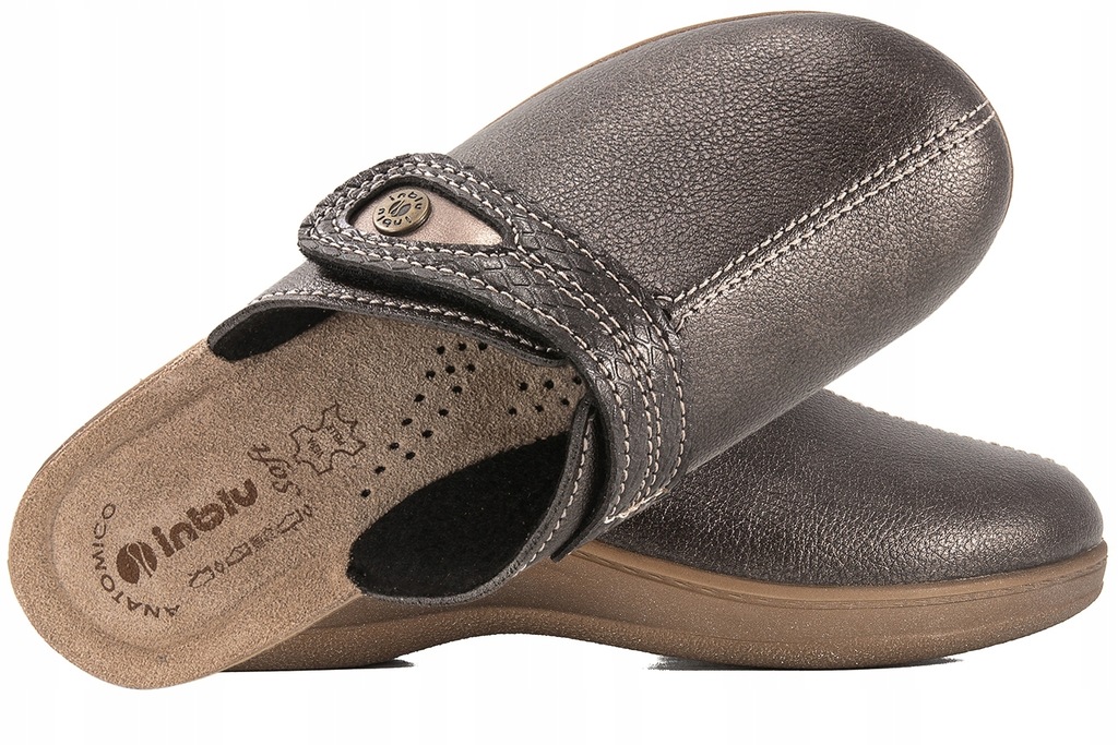 INBLU LY-61 KLAPKI DAMSKIE DOMOWE KAPCIE PAPCIE KOTURN WKŁ.SKÓRA PU 38 ...