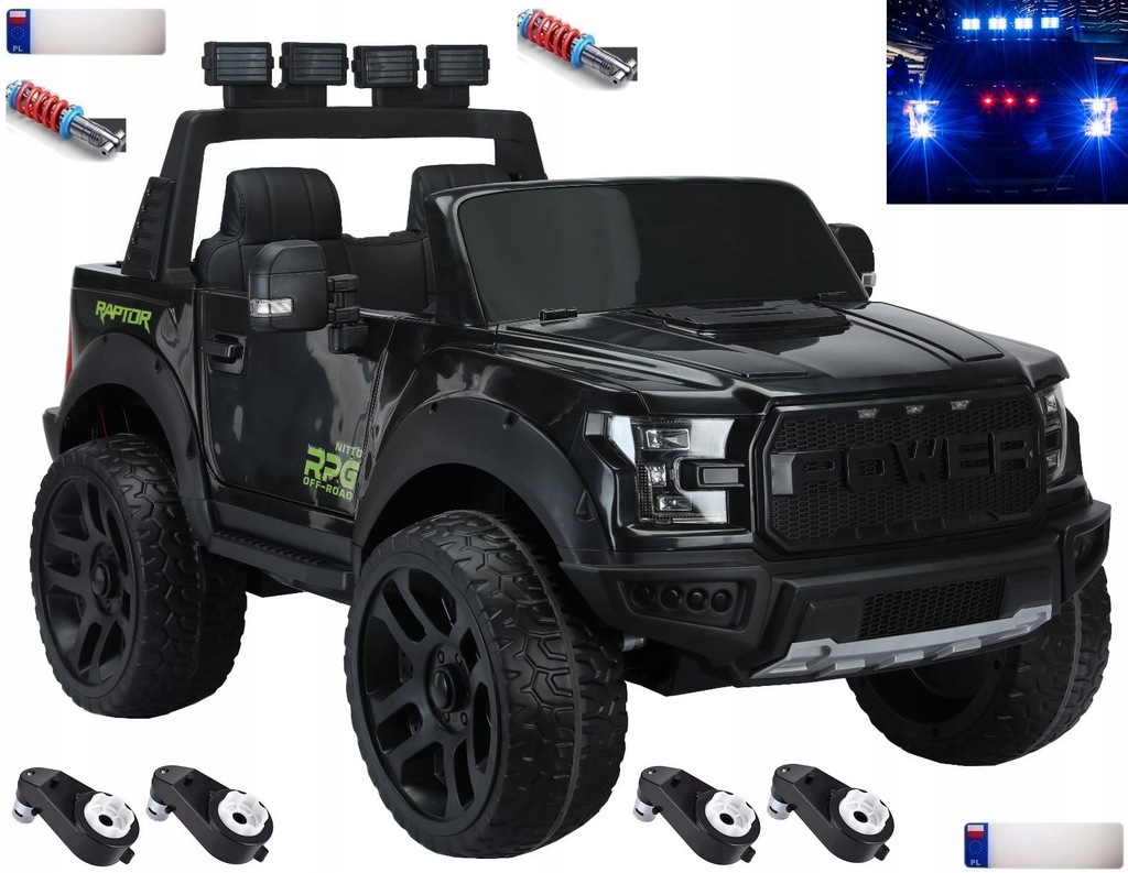 JEEP RAPTOR auto na akumulator 12AH 4x4 SKÓRA EVA - 13972906210 ...