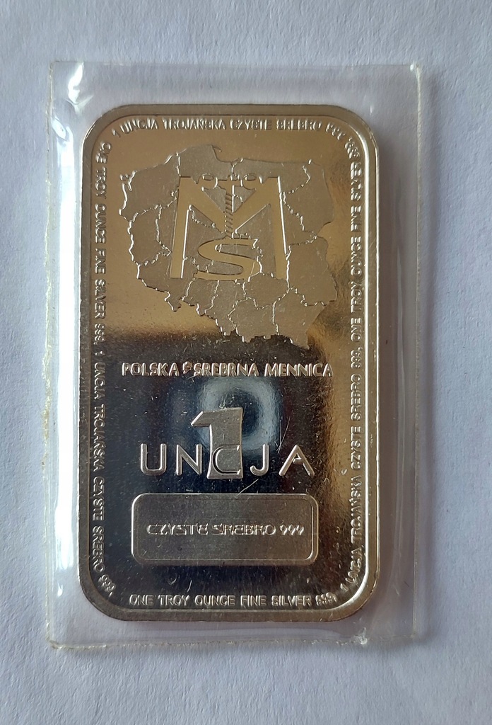 Sztabka srebra 999 1 Uncja 31,1 g. Polskie Srebro - 12812670607 ...