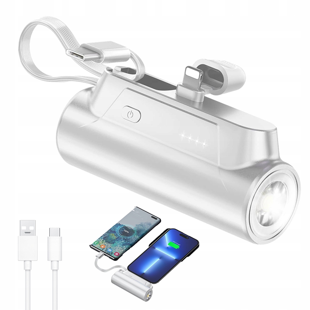 MINI POWERBANK 4500MAH MINI KAPSUŁKOWY POWER BANK Z WBUDOWANY KABEL ...