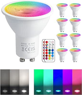 Zestaw 8 żarówek GU10 na pilot RGBCW 2 piloty w zestawie Reylax BR16-SSDQ - 14872128207 ...