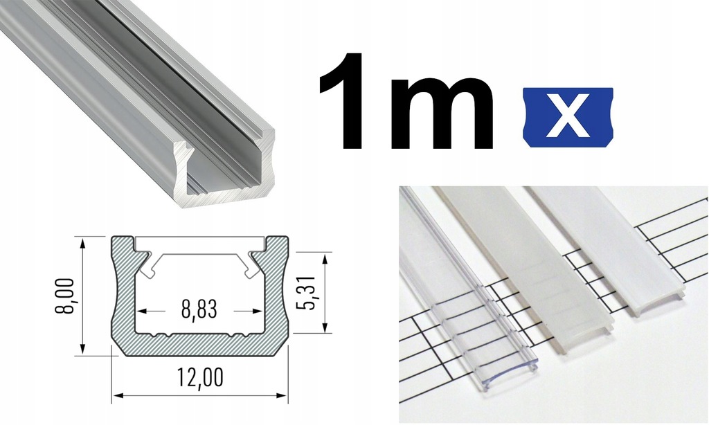 PROFIL ALUMINIOWY LED POD SCHODY SREBRNY z KLOSZEM - 8920311865 ...