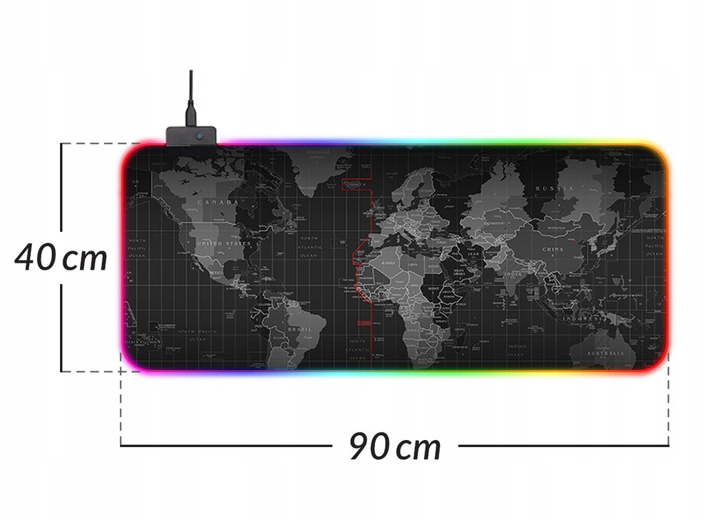 PODKŁADKA GAMINGOWA RGB MAPA MEGA DUŻA 90x40cm - 10566917248 ...