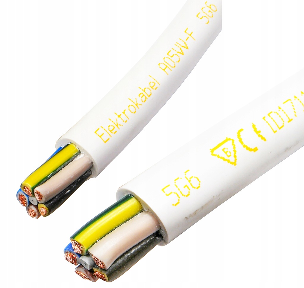 5m przewód kabel OWY 5x6 mm Linka CU okrągły biały - 12888695811 ...