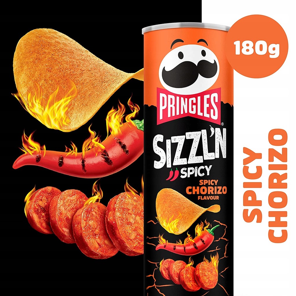 PRINGLES SIZZL'N OSTRE SPICY CHORIZO 180 G - 12568178917 - oficjalne ...