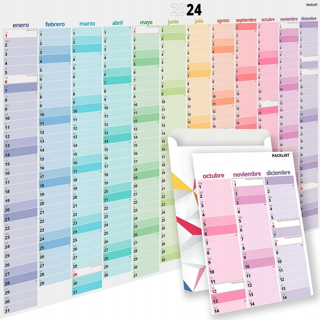 Planer roczny 2024 hiszpański ścienny - kalendarz roczny 2024 duży ...