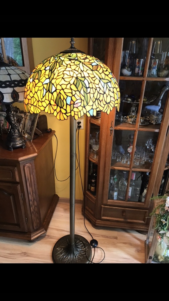 Lampa Tiffany styl 160cm 52cm Witrażowa stojąca - 12438107263 ...