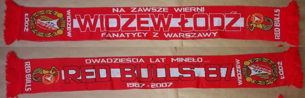 Szalik szal Widzew WARSZAWA RED BULLS 87 ORYGINAŁ - 12118952475 ...