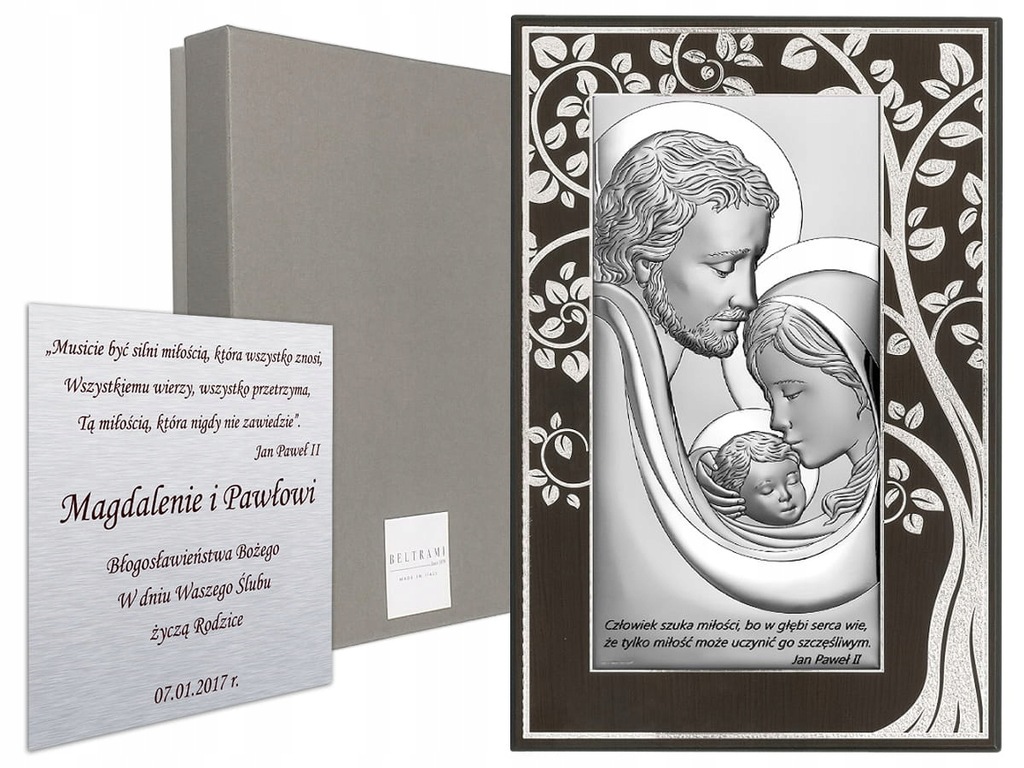 Pamiątka Ślubu obraz Świętej Rodziny prezent na Ślub od Chrzestnej + Grawer - 15383755636 ...