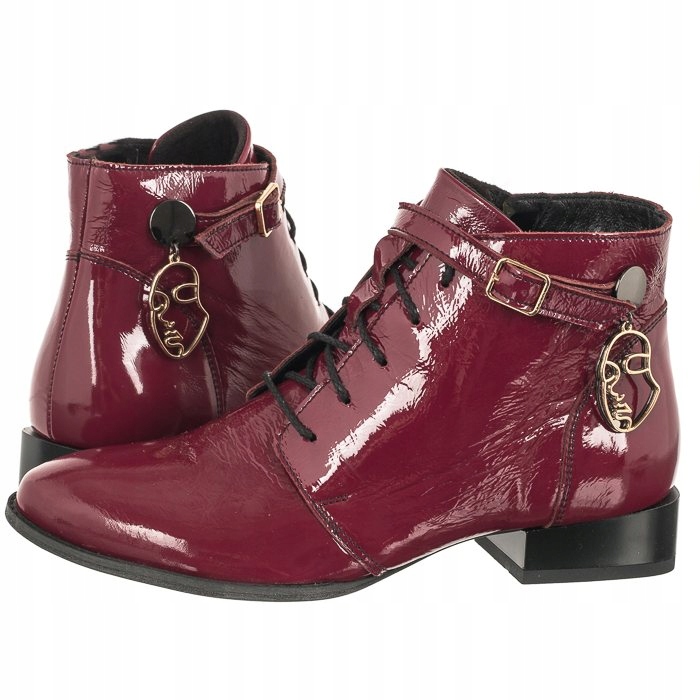 Buty Botki Trzewiki Skórzane Damskie Maciejka Bordowe 5743A-44 - 15214235335 - oficjalne ...