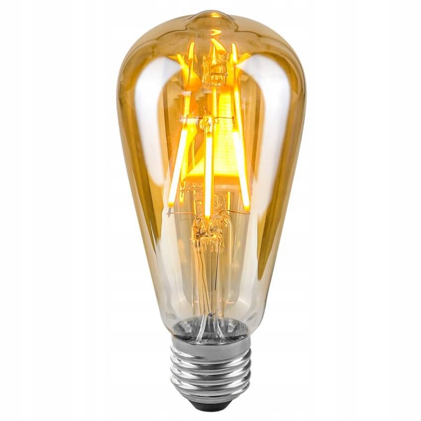 Żarówka LED Filament E27 ST64 4W ciepła amber - 12537357866 - oficjalne ...