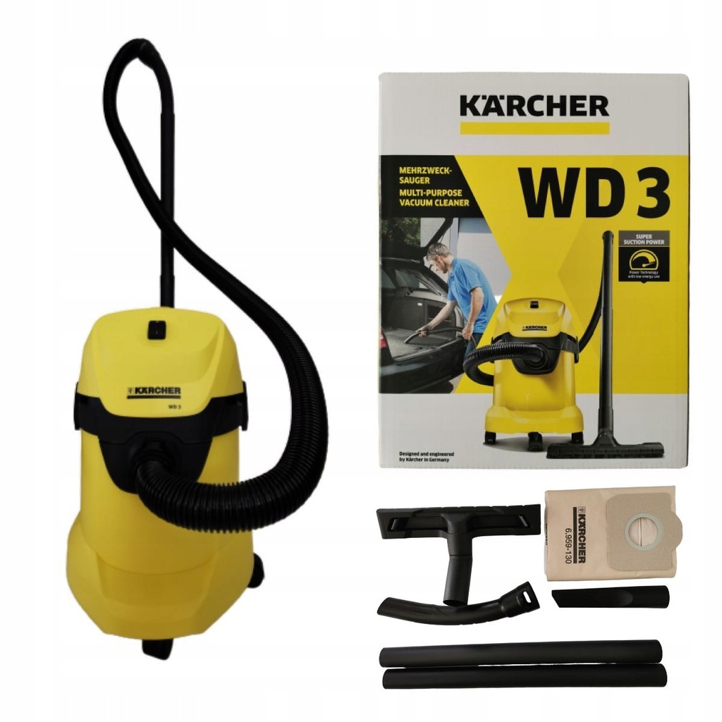 KARCHER Odkurzacz WD 3 sucho-mokro przemysłowy - 8848752948 - oficjalne archiwum Allegro