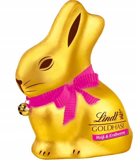 Lindt Golden Bunny Zajączek biała czekolada z truskawką 100g ...