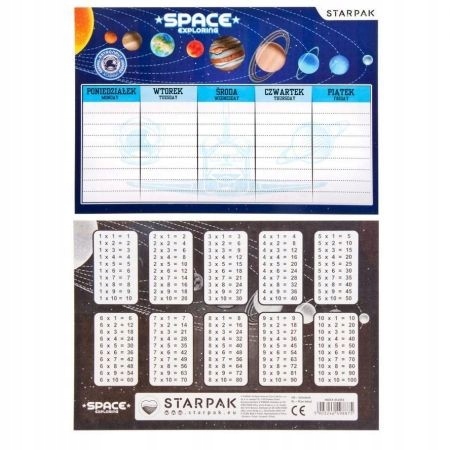 Plan Lekcji+Tabliczka Mnożenia A5 Planety/Kosmos S - 10707576923 - oficjalne archiwum Allegro