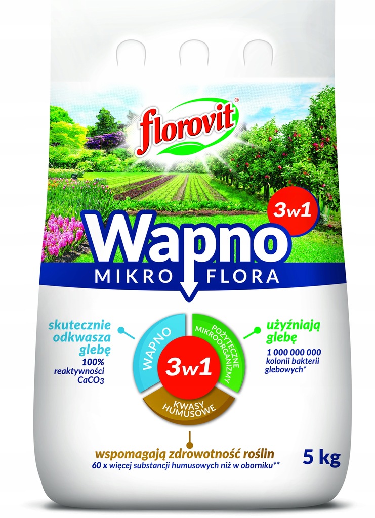FLOROVIT WAPNO NAWÓZ MIKROFLORA 3w1 ODKWASZA 5 KG - 7887335411 - oficjalne archiwum Allegro