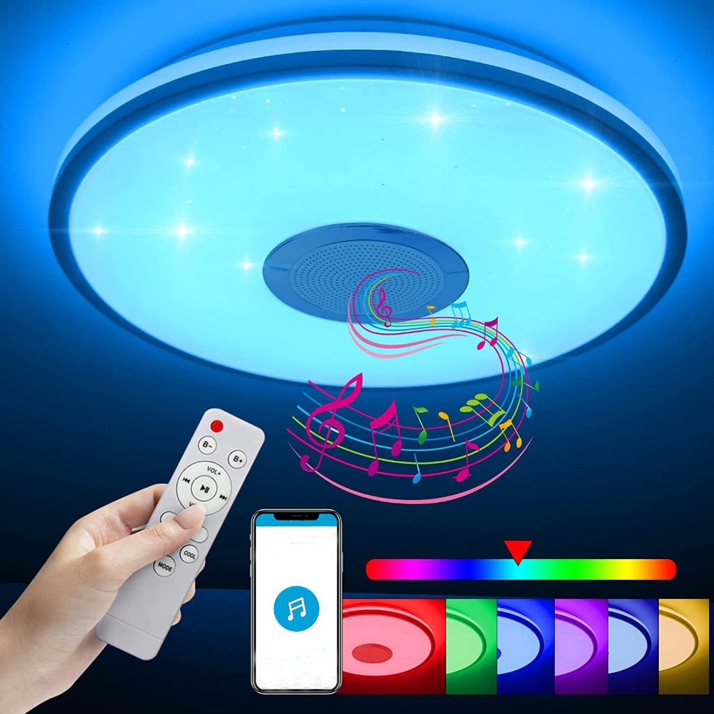 Plafon LED RGB z głośnikiem i pilotem, 30cm - 12721530774 - oficjalne ...