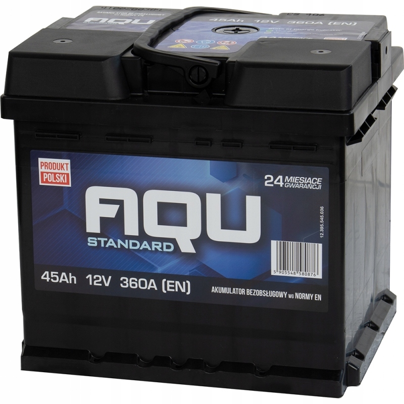 AKUMULATOR SAMOCHODOWY AQU 45Ah 360A P+ 12V 207x175x190 - 15171424730 - oficjalne archiwum Allegro