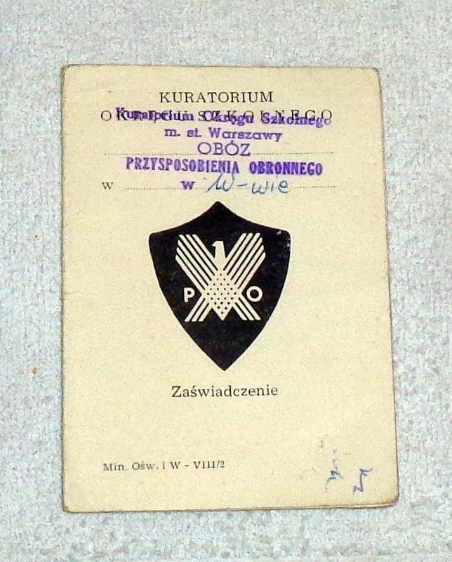 Zaświadczenie z Obozu Przysposobienia Obronnego W-wa 1973r. - 14929362147 - oficjalne archiwum ...