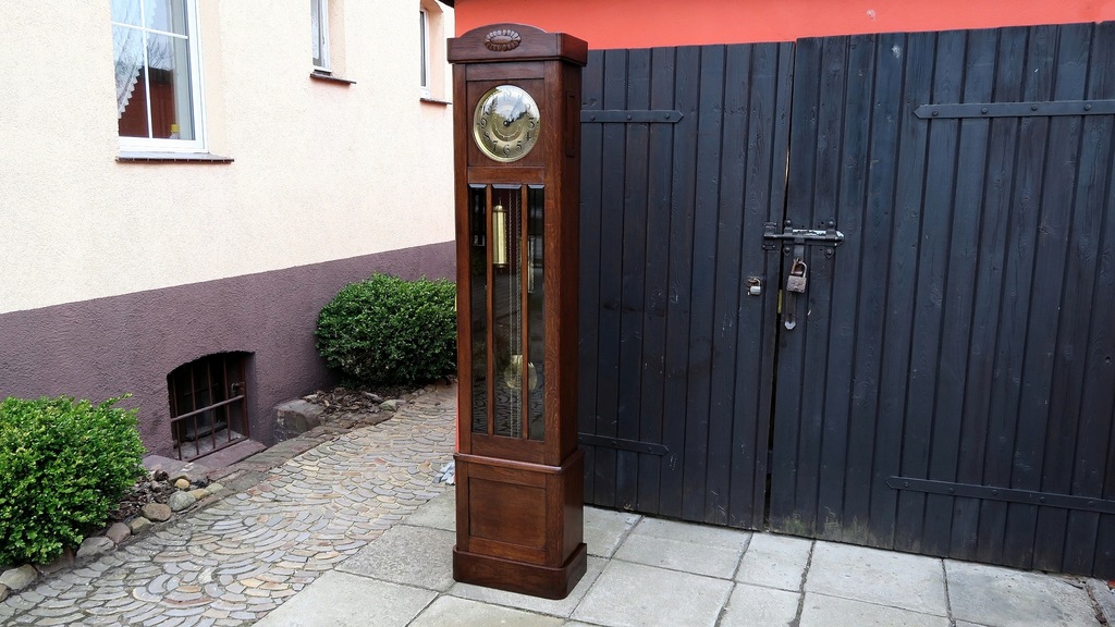 PIĘKNY STOJĄCY DĘBOWY ZEGAR ROCIE GONG 4 STRUNY - 11771227466 - oficjalne archiwum Allegro