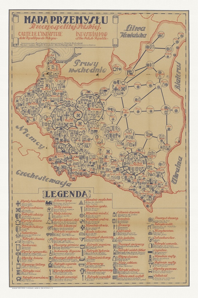 POLSKA II RP ilustrowana mapa przemysłu - 8873540071 - oficjalne ...