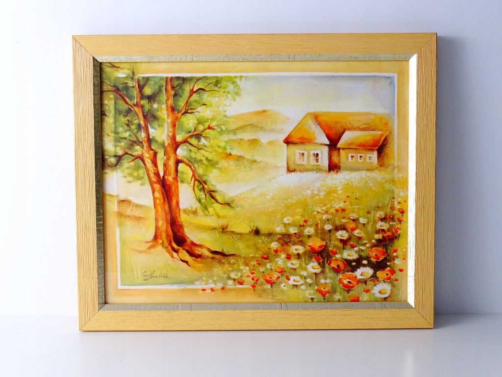 STARY OBRAZEK REPRODUKCJA DOM PEJZAŻ LATA 80/90 - 14022291599 ...