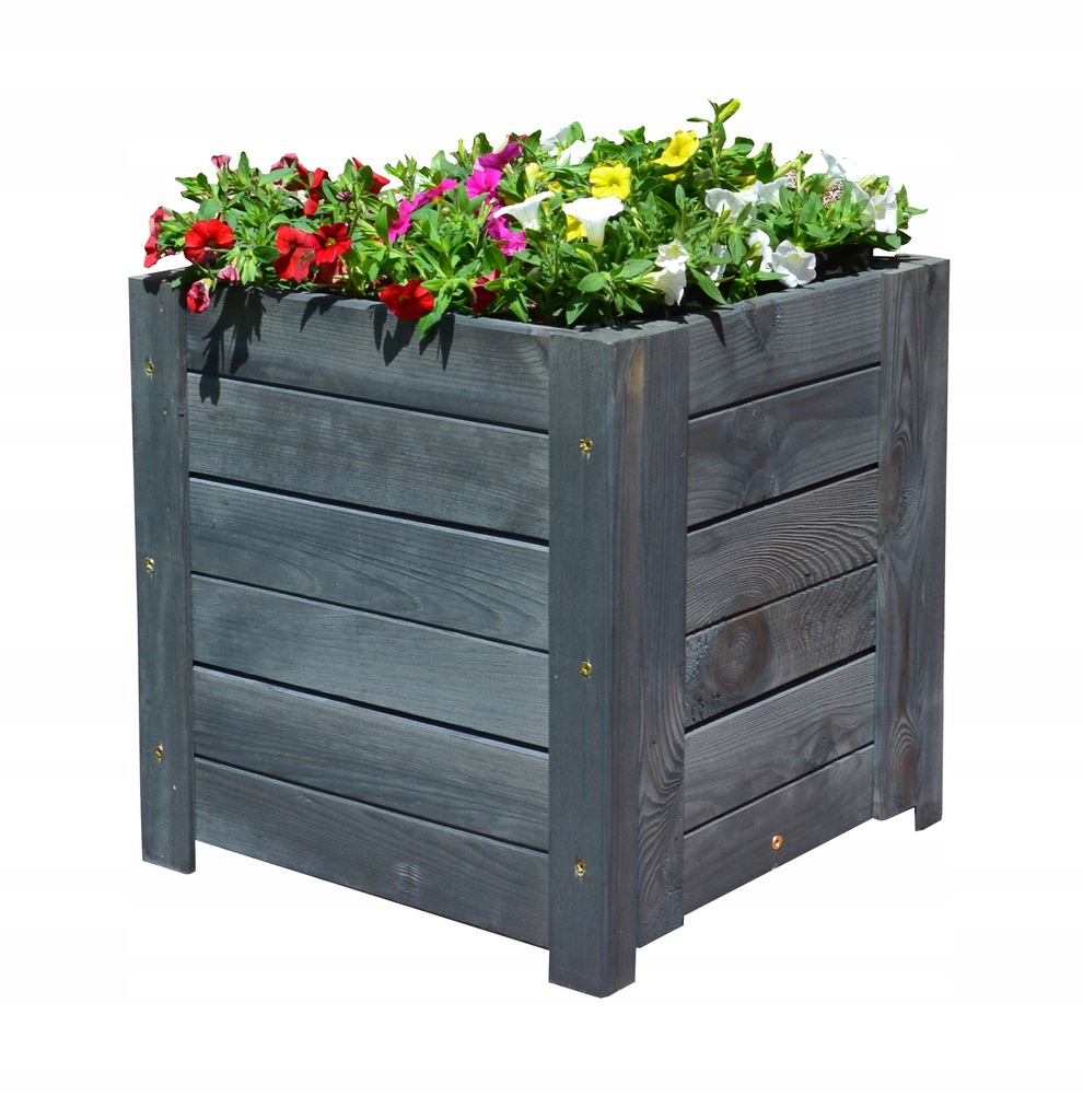 DREWNIANA DONICA NA KWIATY skrzynka 39x39x39 cm - 12321674261 ...