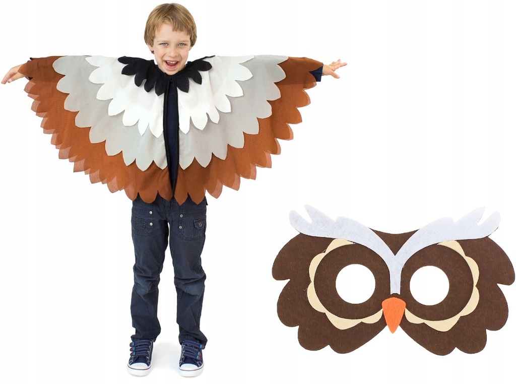 Zestaw strój karnawałowy peleryna + maska SOWA - 8839975858 - oficjalne archiwum Allegro