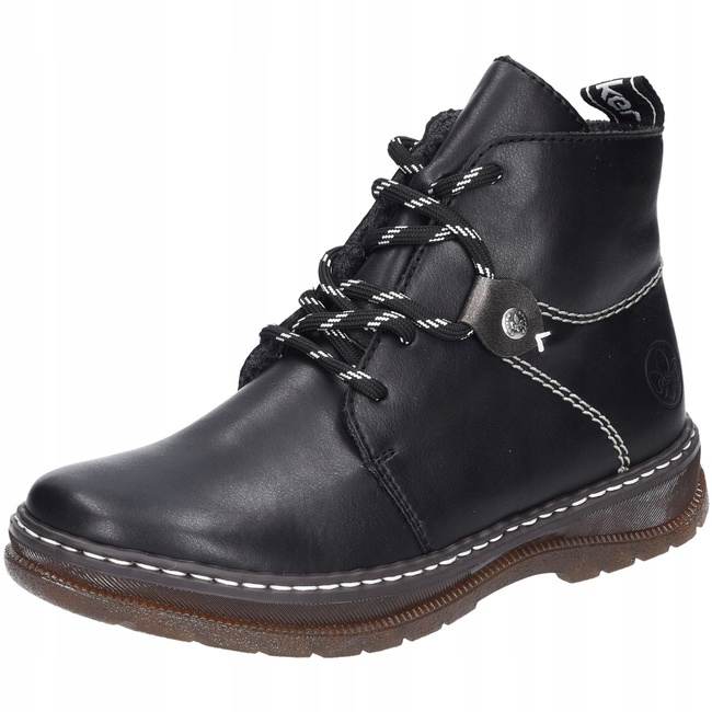 RIEKER BOTKI DAMSKIE SZNUROWANE CZARNE 42 1SJA - 12790602031 - oficjalne archiwum Allegro