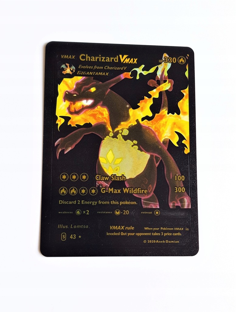 Karta Pokemon Shiny Charizard Vmax Black Metal - 12824911346 - oficjalne archiwum Allegro