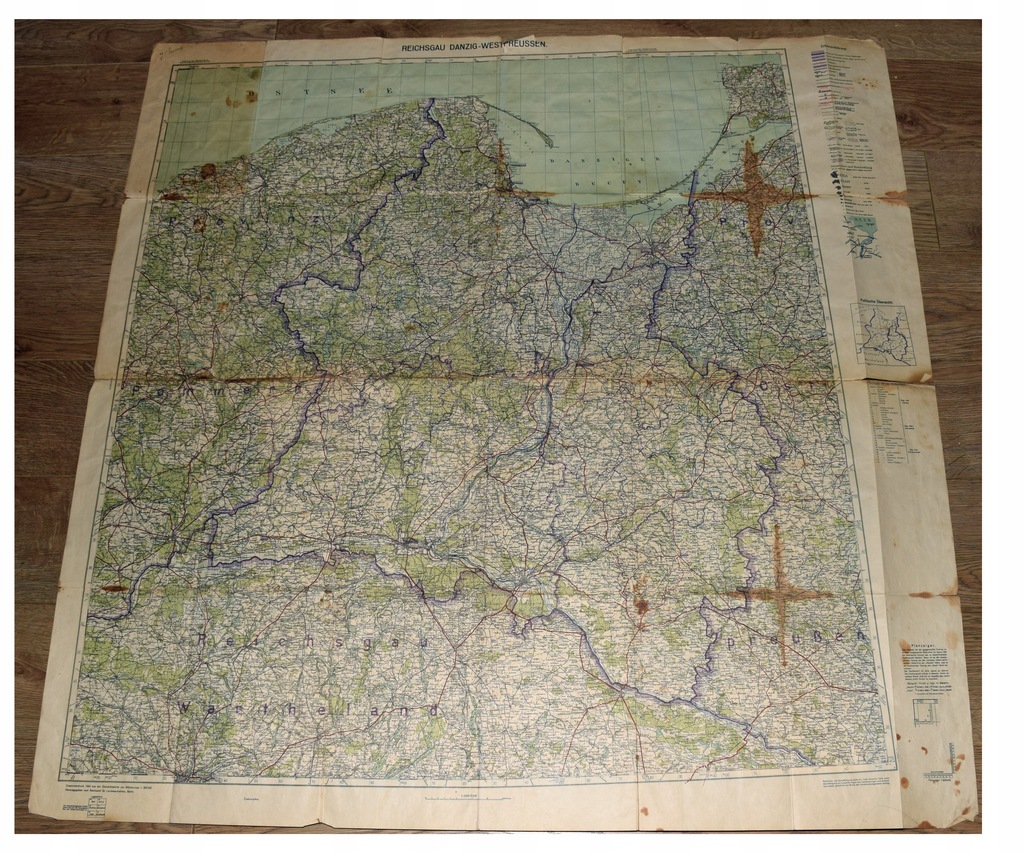 Mapa Gdańsk Prusy Zachodnie III Rzesza 105 x 106 - 12882949079 ...