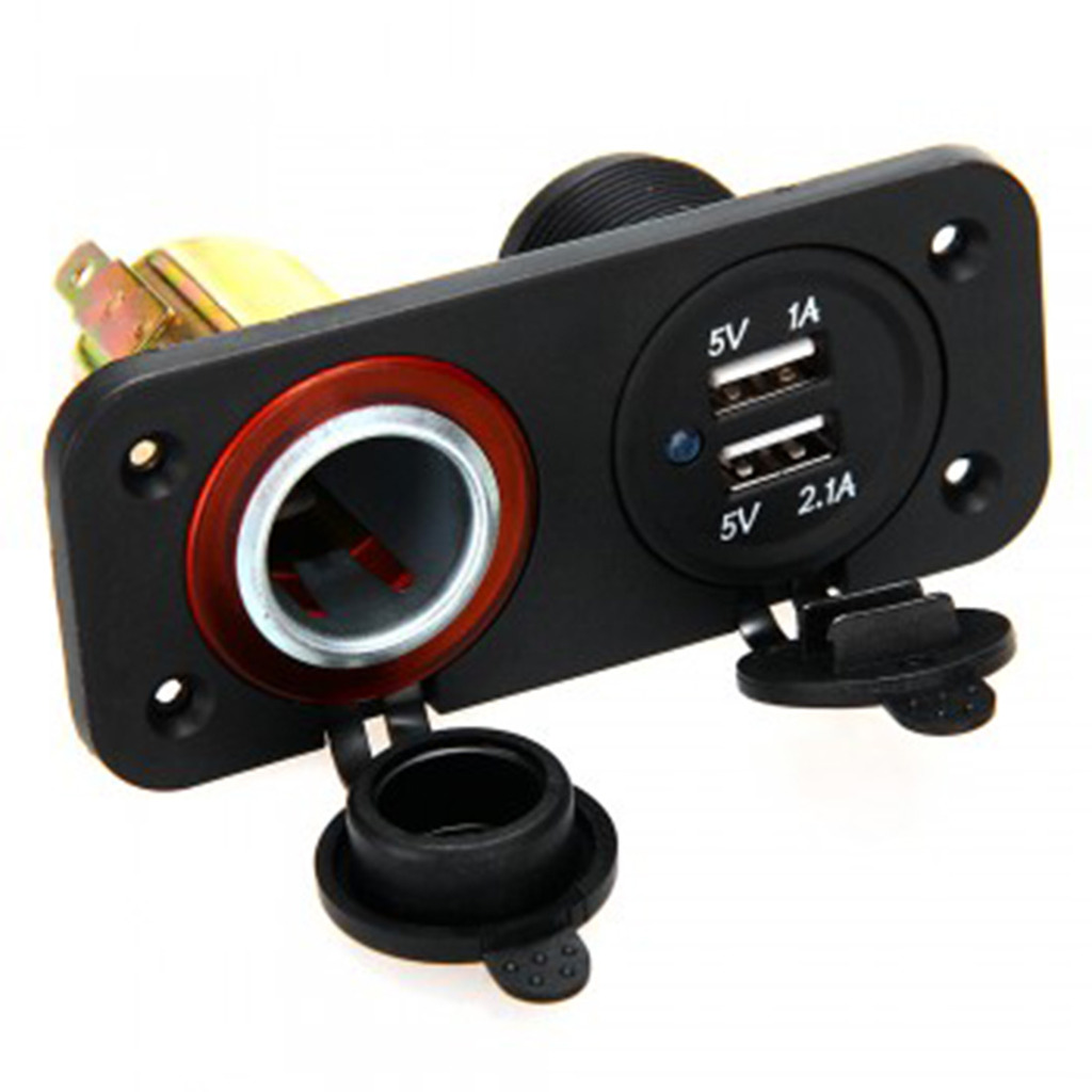 WODOODPORNE GNIAZDO ZAPALNICZKI USB 2in1 - 5980647464 - oficjalne archiwum Allegro