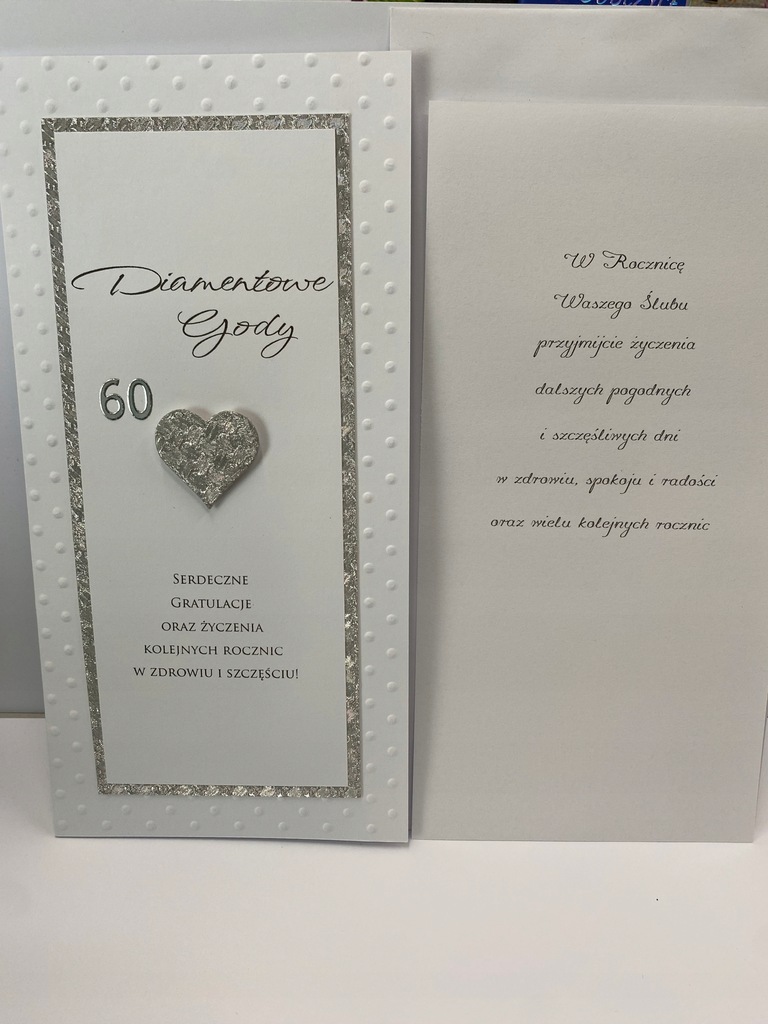 Kartka RęcznieRobiona 60 Rocznica Ślubu DIAMENTOWA - 13350009212 ...