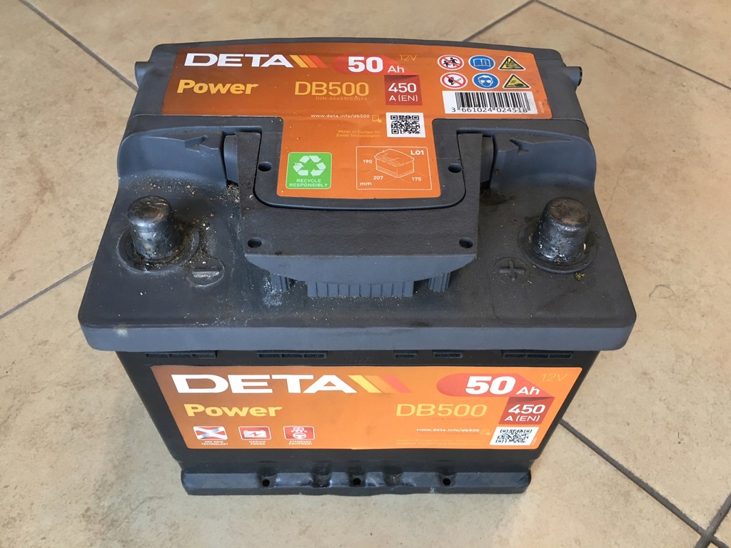 DETA EXIDE 50Ah 450A P+ - 11917564966 - oficjalne archiwum Allegro