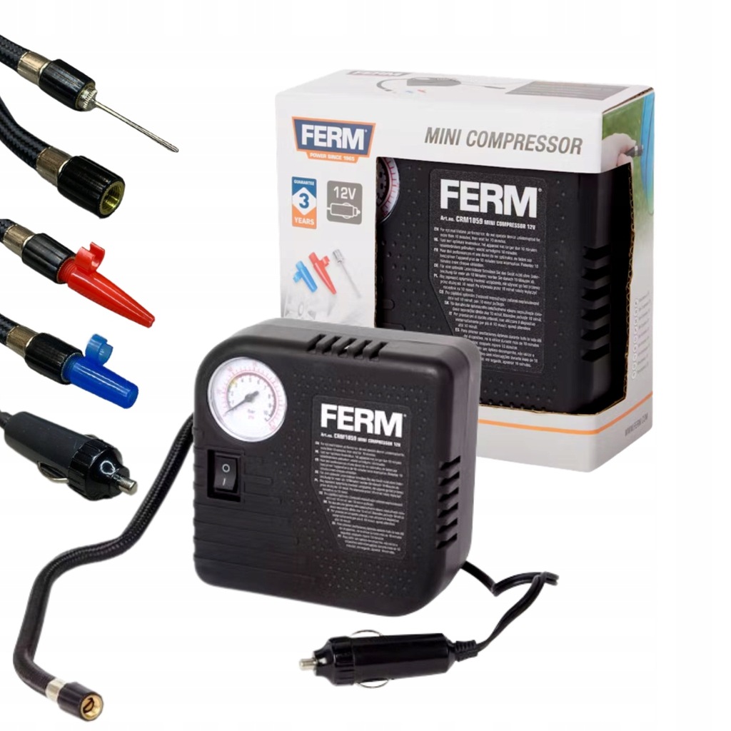 MINI KOMPRESOR 12V POMPKA 230V 3 KOŃCÓWKI MANOMETR - 13116214142 ...