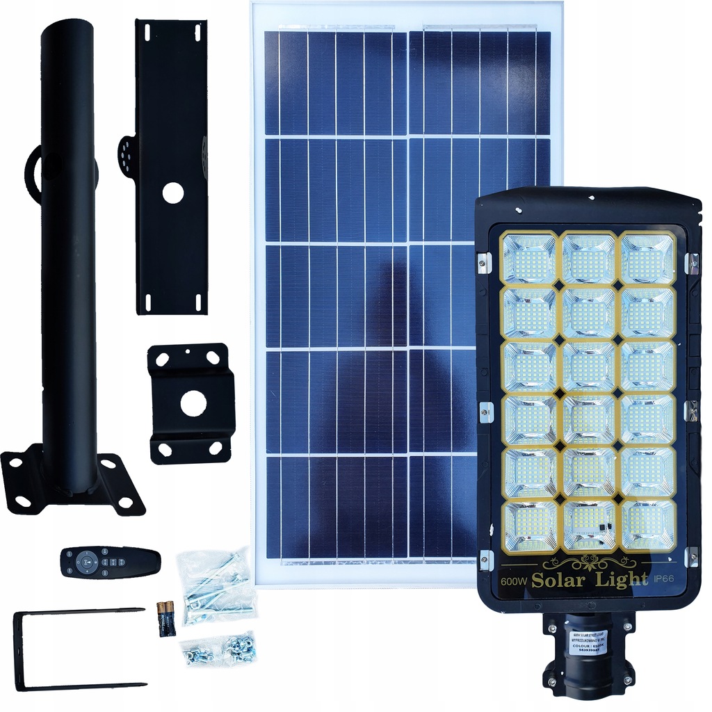 LAMPA ULICZNA SOLAR 600W LATARNIA SOLARNA PANEL - 10767622388 - oficjalne archiwum Allegro