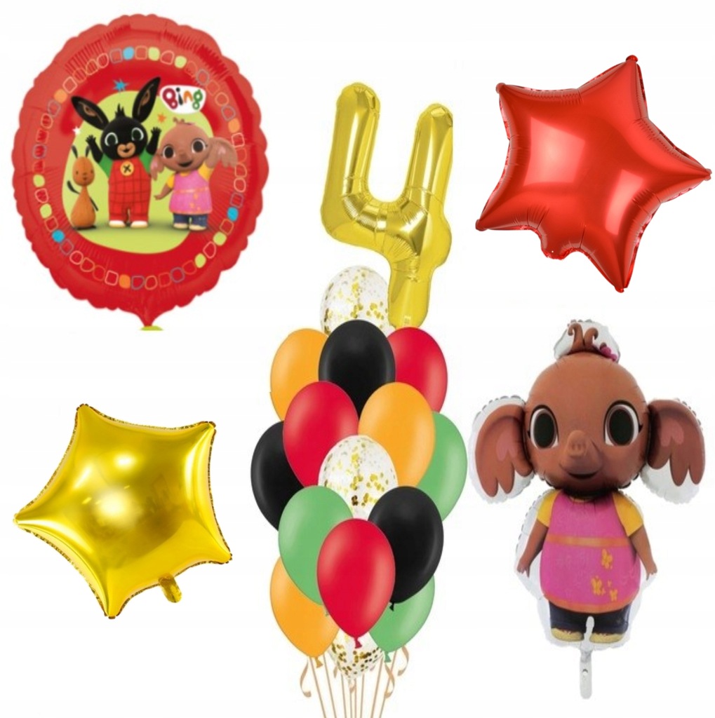 Balony Królik Bing Słoń Sula Urodziny - Cyfra 4 - 10638142554 ...