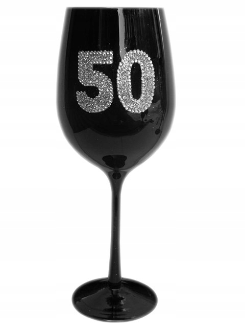 KIELISZEK DO WINA NA 50 URODZINY czarny prezent - 10248263237 - oficjalne archiwum Allegro