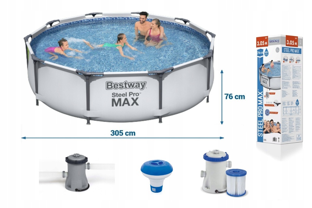 BASEN OGRODOWY STELAŻOWY ZESTAW 305X76 BESTWAY - 13689403868 - oficjalne archiwum Allegro