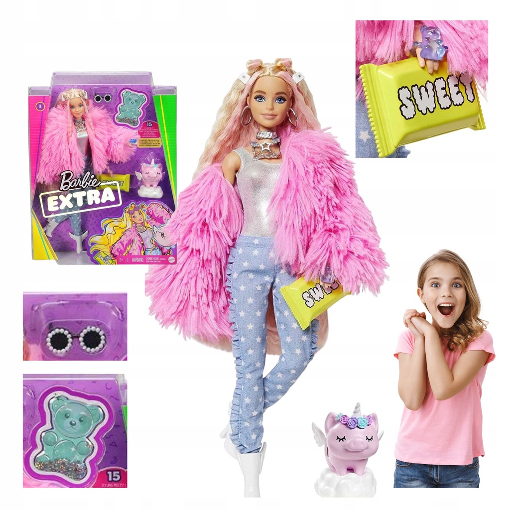 LALKA BARBIE EXTRA + GRATIS ZWIERZĄTKO.15 DODATKÓW - 14079833165 ...