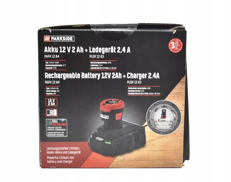 AKUMULATOR LI-ION PARKSIDE PAPK 12 A4 + ŁADOWARKA PLGK 12 A3 12V ...