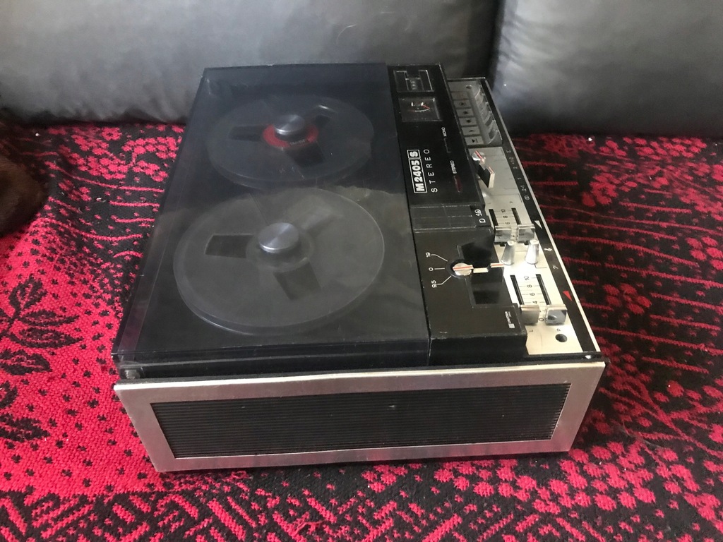 Magnetofon szpulowy PRL Unitra M2405S, nowe paski - 13056430405 - oficjalne archiwum Allegro