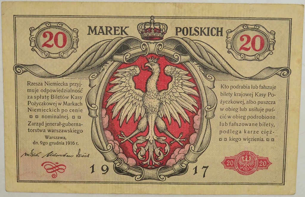 22.aj.K.P., 20 Marek Pol.1916 Jenerał, St.2/3+ - 16998335982 - oficjalne archiwum Allegro