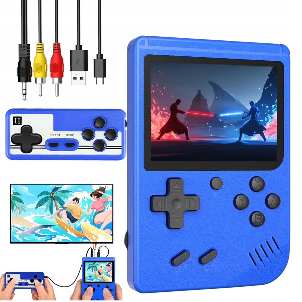 MINI KONSOLA 2,4'' RETRO PRZENOŚNA 500 GIER TV OUT DODATKOWY PAD NA 2 ...